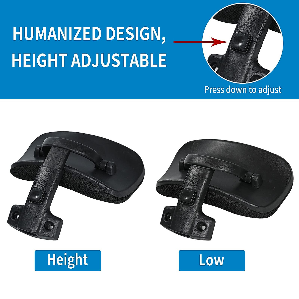 CADUFUELLY Office Chair Headrest, Adjustable Mesh Head Pillow, Black Universal Ergonomic Swivel Chair Head Rest Attachment for Office Chair Computer Chair Desk Chair