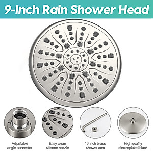 WRISIN Shower Faucet Set Brushed Nickel (Valve Included), Shower System with Rain Shower and Handheld, Shower Valve Kit with Valve and Shower Head