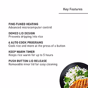 Panasonic 5 Cup (Uncooked) Rice Cooker with Fuzzy Logic and One-Touch Cooking for Brown Rice, White Rice, and Porridge or Soup – 1.0 Liter – SR-DF101 (White)