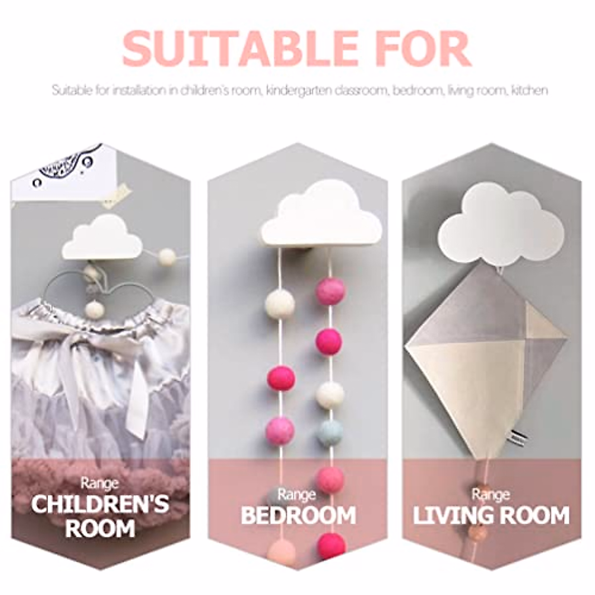 Cabilock 4pcs Hanger Hooks Cloud Wall Hanger Bathroom Wall Hooks Magnetic Goose Cloud Hook Wall Storage Shelf Decoration Hat Wooden Decor Wooden Wall Hooks Child Wall Hanging Key Cabinet
