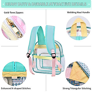 BYXEPA Clear Mini Backpack Stadium Approved Heavy Duty TPU See Through Transparent Backpacks Bookbags with Reinforced Strap for Girls Women Concerts and Sporting Event, Work, School, Security- 12*12*6in Lavender