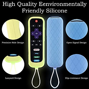 Onn Roku TV 2Pack Silicone Universal Protective Controller Sleeve for Hisense Roku TV Remote | Roku Streaming Stick | Roku Ultra Remote Voice Control (Glow Yellow & Glow Blue)