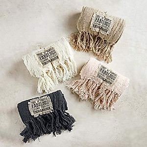 Santa Barbara Design Studio Pure Designs Linen Throw Blanket, 60" x 50", Antique White