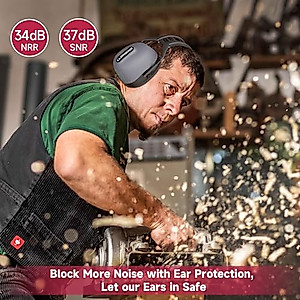 Hearing Protection Earmuffs Llermuss SNR 37dB Noise Reduction Headphones 2-in-1 Headback Shooting Range Ear Protection Safety Soundproof Ear muffs for Mowing Concert Construction Hunting Airplane Grey