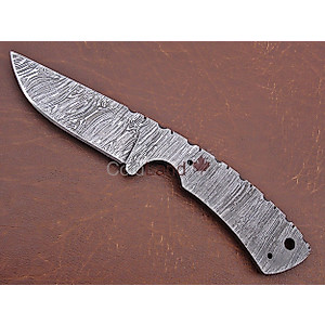 ColdLand 8" Damascus Steel Knife Blade Blank with Bolster - Hand Forged Knife Blanks Full Tang Ideal for Knife Making Supplies, Hunting, Fishing, Camping, Outdoor Sports NB25