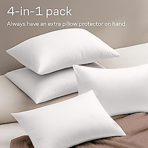 Niagara 4 Pack Pillow Protectors Cases Covers Standard 20x26 Zippered Set White Soft Brushed Microfiber Reduces Respiratory Irritation Physical Threapy Clinics Hotels (4 Pack Standard)