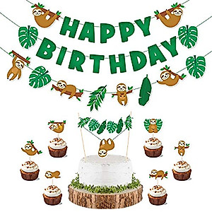 Mosailles Sloth Birthday Party Decorations Set Sloth Cupcake Toppers Sloth Cake Topper Decoration for Zootopia Baby Shower Cake Smash 1st Birthday Party Supplies