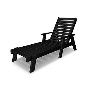 POLYWOOD AC2678-1BL Captain Chaise with Arms, Black