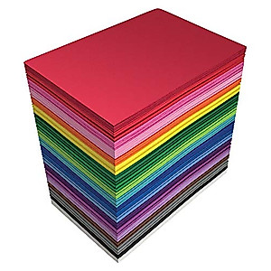 100 Pack EVA Foam Sheets, 5.5 x 8.5 Inch, Assorted Colors (20 Colors), 2mm Thick, by Better Office Products, for Arts and Crafts, 100 Sheets
