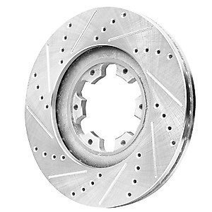 Detroit Axle - Front Brake Rotors for 1998-2003 Infiniti QX4, 2000-2004 Nissan Pathfinder Drilled & Slotted Brake Rotors 1999 2001 2002 Replacement Brakes: 11.8" inch Rotors