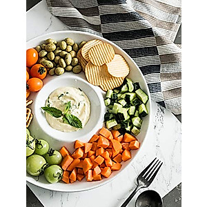 LAUCHUH Porcelain Chip and Dip Serving Set Divided Serving Trays Appetizers and Cheeses Serving Platter Compartment Dish 12-inch set of 1