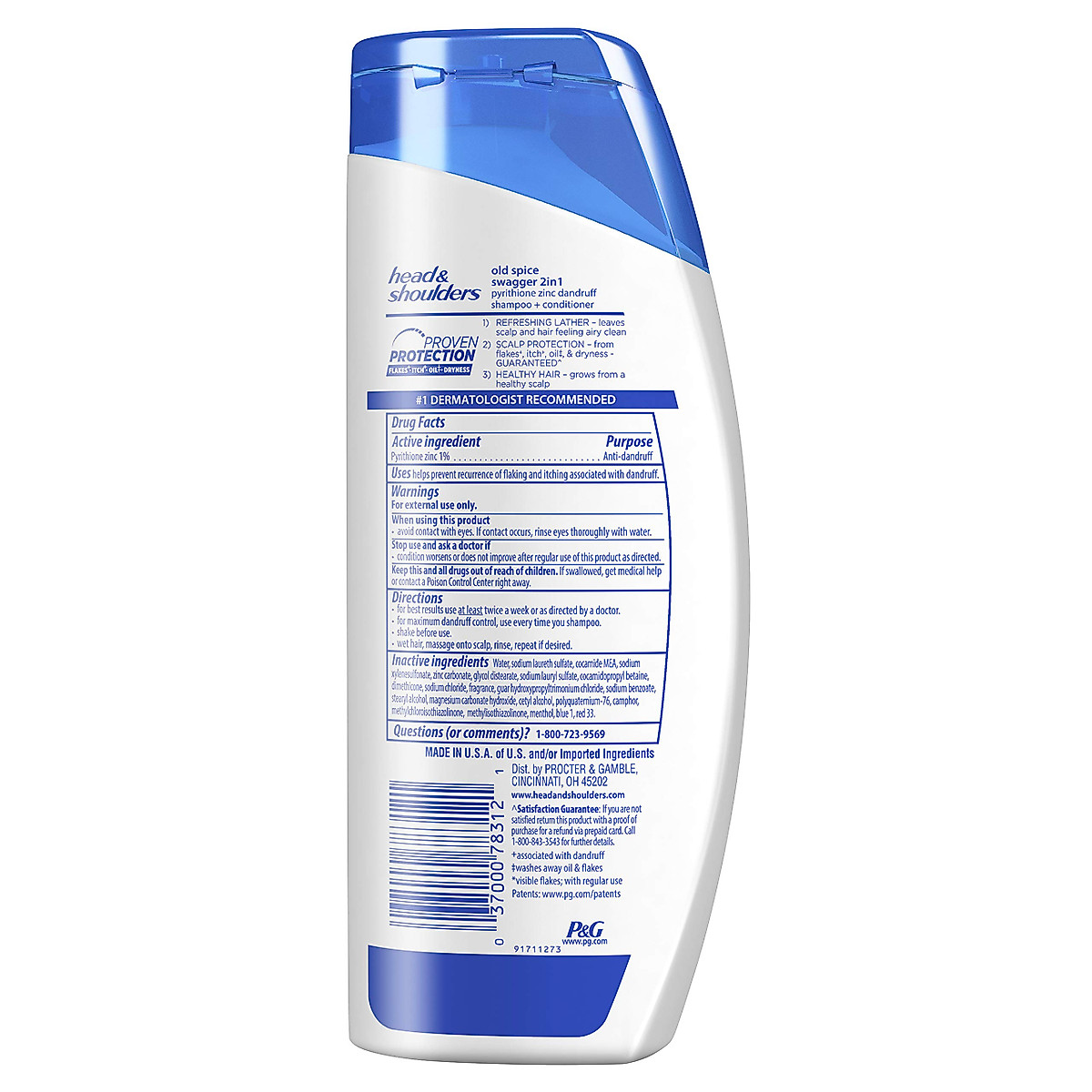Head & Shoulders Old Spice Swagger Dandruff 2 in 1 Shampoo and Conditioner, 21.9 fl oz