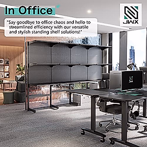 JWX DDB Gaming Standing Shelf Units, Home Office cabinets with Metal Pegboard and 15 Pieces Organizer Tool Holders
