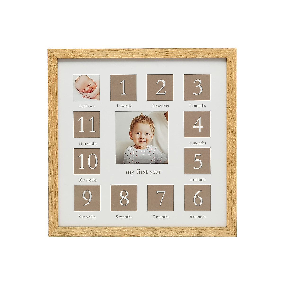 Kate & Milo I Love You to The Moon and Back First Year Frame, Baby Registry, Baby Shower, Wood, Gray