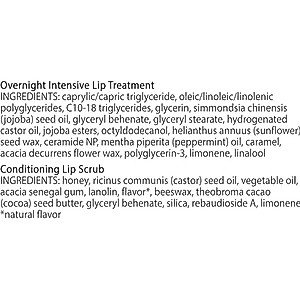 Burt’s Bees Conditioning Lip Scrub and Overnight Intensive Lip Treatment, With Ceramides, Exfoliates and Hydrates Lips 8 Hours, Natural Origin, 2 Jars, 0.25 oz