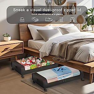 XISOCO Under Bed Storage,2 Pack Under the Bed Storage Containers with Wheels, Underbed Storage with 8Pcs Drawer Dividers, Perfect for Storing Bedding, Clothes, Shoes, Toys, and More!