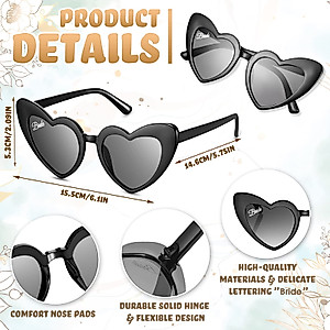 2 Pcs Bride Sun Hat Heart Sunglasses Set Bachelorette Gifts for Wedding Bridal Shower Party Decoration Favors (Khaki and Black)