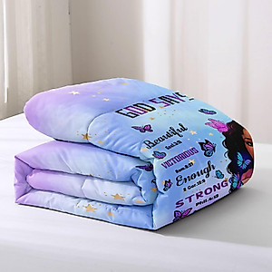 CKOU CCOO Black Girl Magic Comforter Set Twin for Kids Teens,Black Girl Bedding Set,African American Girl Inspirational Quotes Comforter Set,Black Princess Bed Bedroom Set with 2 Pillowcases