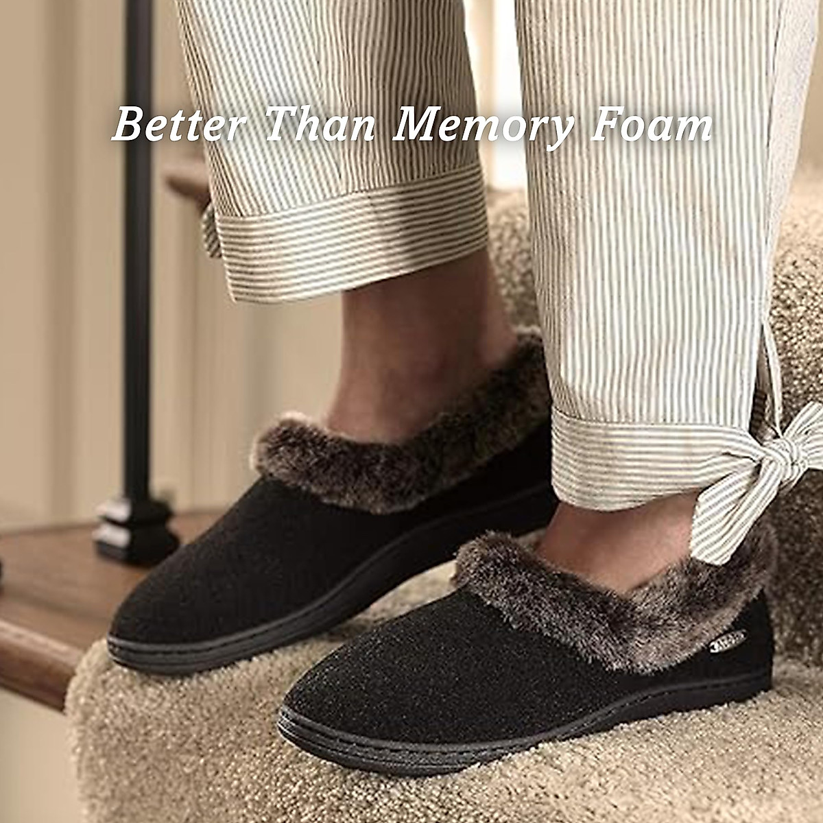 Acorn womens Chinchilla Collar Slipper, Smokey Taupe, 6.5-7.5 US