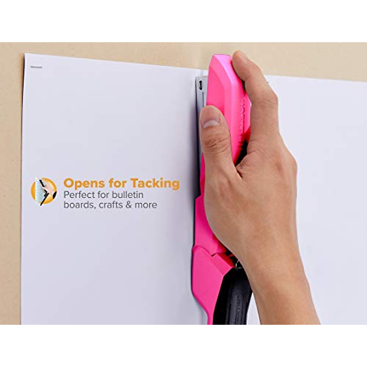 Bostitch Office Ascend 3 in 1 Stapler Integrated Remover & Staple Storage, 420 Staples Included, 20 Sheet Capacity, Lightweight, Pink