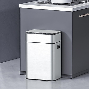 ELPHECO 13 Gallon Kitchen Trash Can, 50 Litre Stainless Steel Motion Sensor Trash Can, Automatic Trash Can for Kithchen, Living Room, Office, 6 AA Batteries (Excluded)