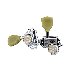 Guyker 6Pcs Guitar Locking String Tuning Pegs (3R + 3L) – 1:15 Vintage Deluxe Style Tuners Key Machine Heads Set with Keystone Knob Replacement for Les Paul Style Electric or Acoustic Guitar - Chrome