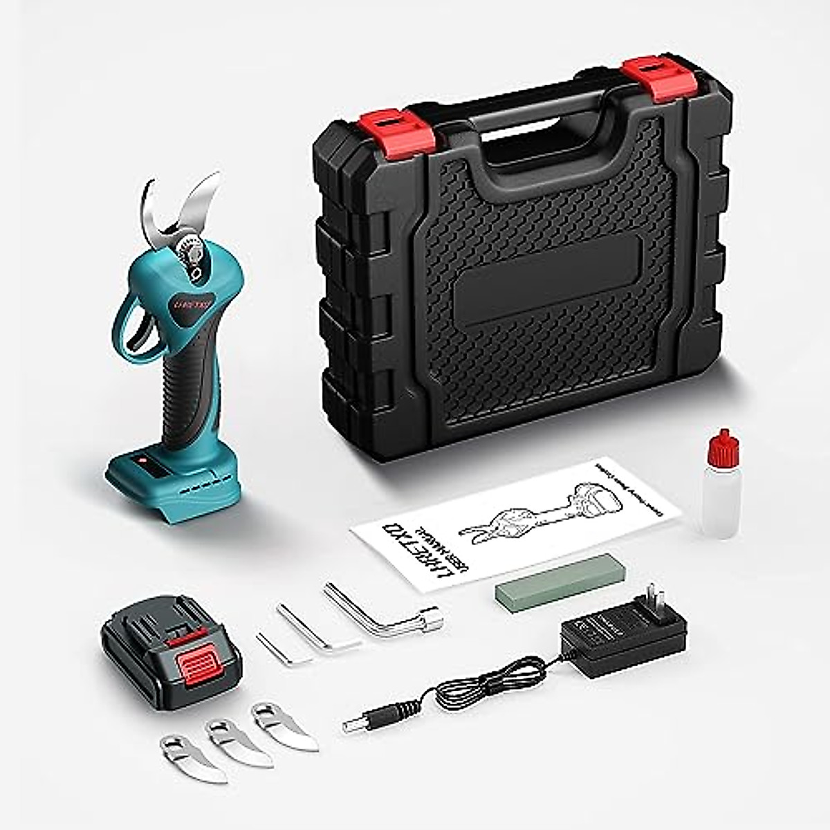 LHRETXQ Electric Pruning Shears Cordless- Cordless Pruner 40mm (1.6inch) Cutting Diameter Clipper - Power Tree Branch Pruner with 21V 2000 mAh Lithium Battery & Replacement Blade Set Garden Tool