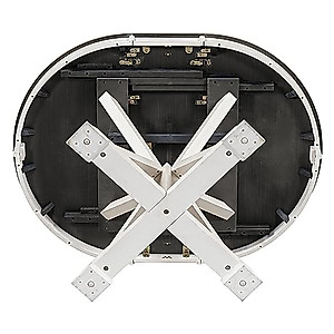 LUMISOL Round Extendable Dining Table Set for 4-6 Persons Rustic Solid Wood 5 Piece Kitchen Dining Set with 4 Upholstered Chairs Farmhouse Round Dining Table for Small Space, Oak Natural Off White