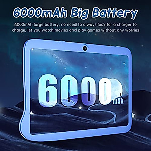 Reading Tablet, HD IPS Screen Blue 7 Inch Tablet 5G WiFi Dual Camera 4GB RAM 128GB ROM for Education (Blue)