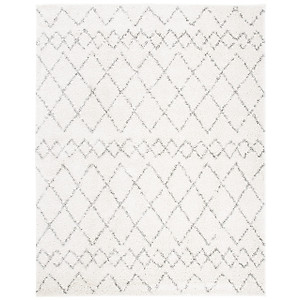 SAFAVIEH Berber Shag Collection Area Rug - 9' x 12', Cream & Light Grey, Moroccan Design, Non-Shedding & Easy Care, 1.2-inch Thick Ideal for High Traffic Areas in Living Room, Bedroom (BER165C)