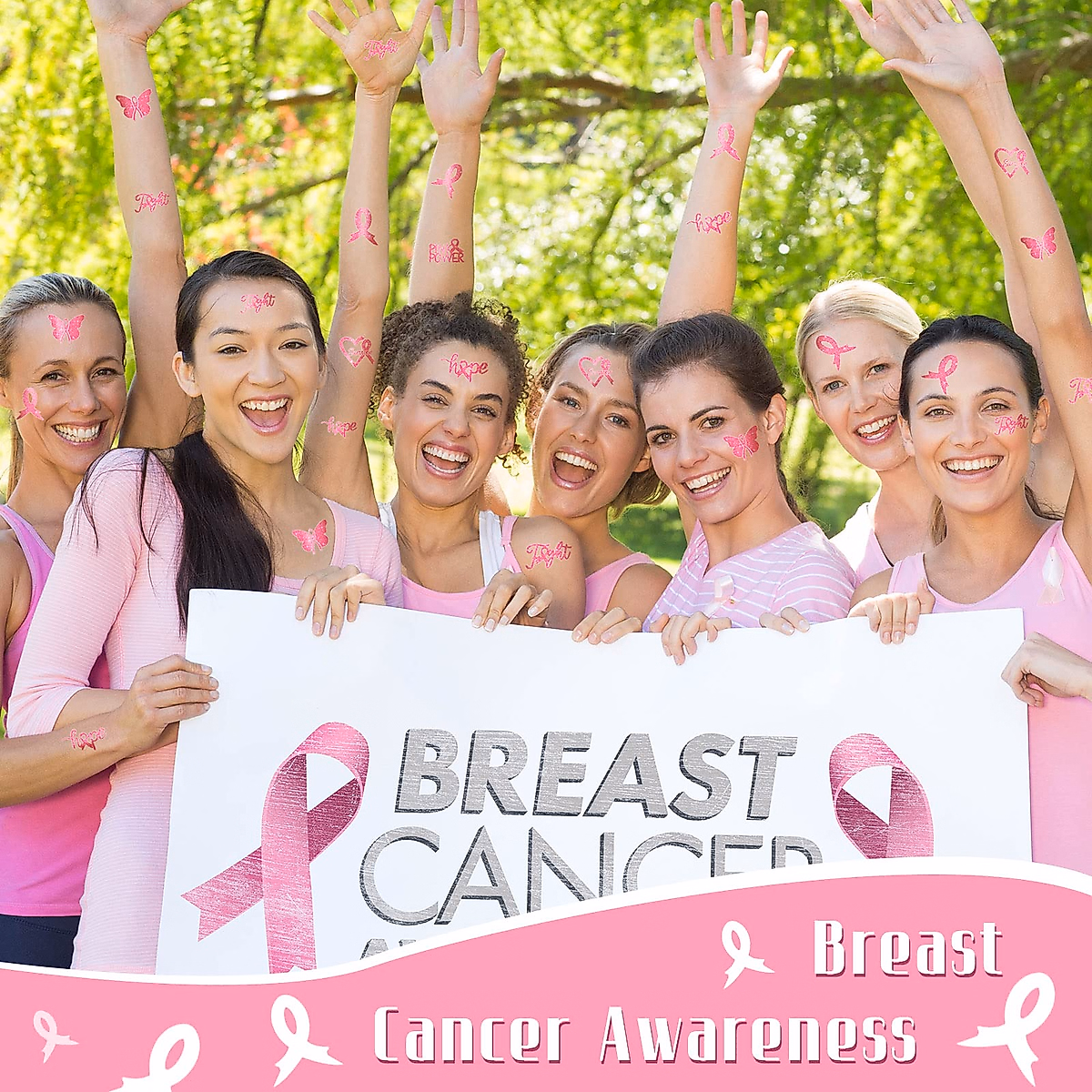 180 Pcs Breast Cancer Tattoo Sticker Temporary Pink Ribbon Tattoos Breast Cancer Awareness Glitter Tattoos Pink Ribbon Stickers Breast Cancer Body Tattoos for Women Girls Face Body Accessories