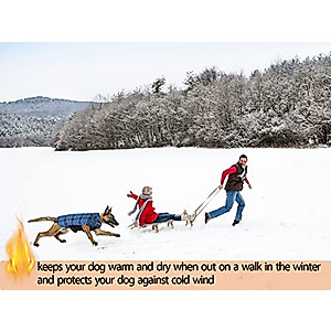 Caslfuca Dog Winter Coat, Winter Dog Extra Warm Coats Dog Fleece Jackets Dog Clothes, Windproof Waterproof Dog Cold Weather Coats for Small Medium Large Dogs and Puppy Apparel (Blue, XXX-Large)