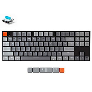 Keychron K13 87 Key Ultra-Slim Wireless Bluetooth/USB Wired TKL Tenkeyless Mechanical Gaming Keyboard, RGB LED Backlit Low Profile Blue Switches for Mac Windows, N-Key Rollover, Version 5