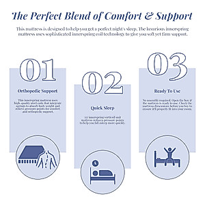 Greaton 10-inch Medium Firm Foam Mattress with 1-inch Pillow Top, 357 Coil Count Damask Fabric Mattresses with Black Border and White Top for Premium Look, Full XL