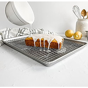 USA Pan Bakeware Half Sheet Baking Pan and Bakeable Nonstick and Cooling Rack Set, Metal