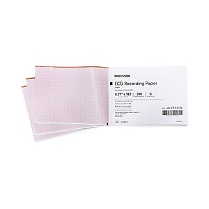 McKesson ECG Recording Paper, Red Grid Thermal Paper, 8.27 in x 138 ft, 200 Count, 1 Pack