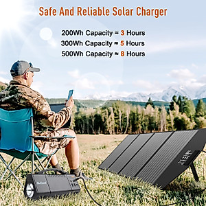 Rorood Portable Solar Panel, 100 Watt Solar Panel Charger with 11pcs 18V DC Adapters, QC3.0, USB-A, IPX3 Waterproof Foldable Solar Panel for 5-18V Devices, Car Battery, Power Station, Camping