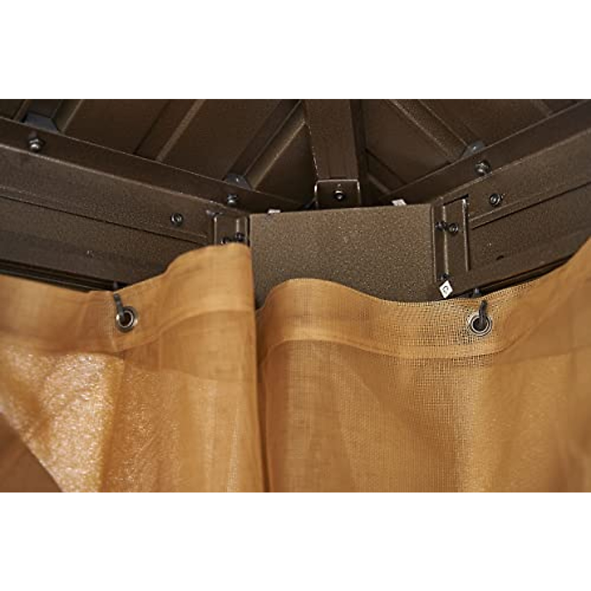 DHPM 12 * 20 FT Hardtop Gazebo with Steel Outdoor Gazebo Canopy Double Vented Roof Pergolas Aluminum Frame with Curtains for Garden,Patio,Lawns,Parties