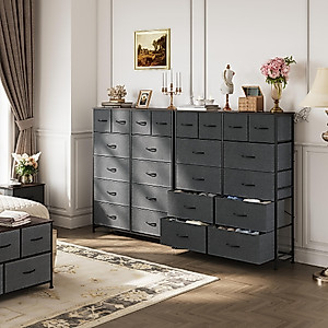 WLIVE Tall Dresser for Bedroom with 12 Drawers, Dressers & Chests of Drawers, Fabric Dresser for Bedroom, Closet, Fabric Storage Dresser with Storage Drawers, Steel Frame, Wood Top, Dark Grey