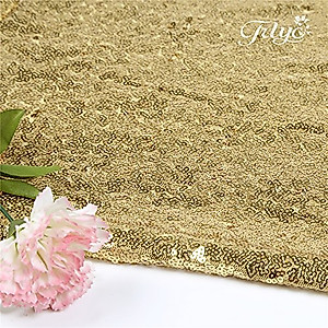 TRLYC Gold Sequin Backdrop Curtain 3x7ft Shiny Gold Curtain Glitter Backdrop for Party Wedding Birthday Graduation Christmas