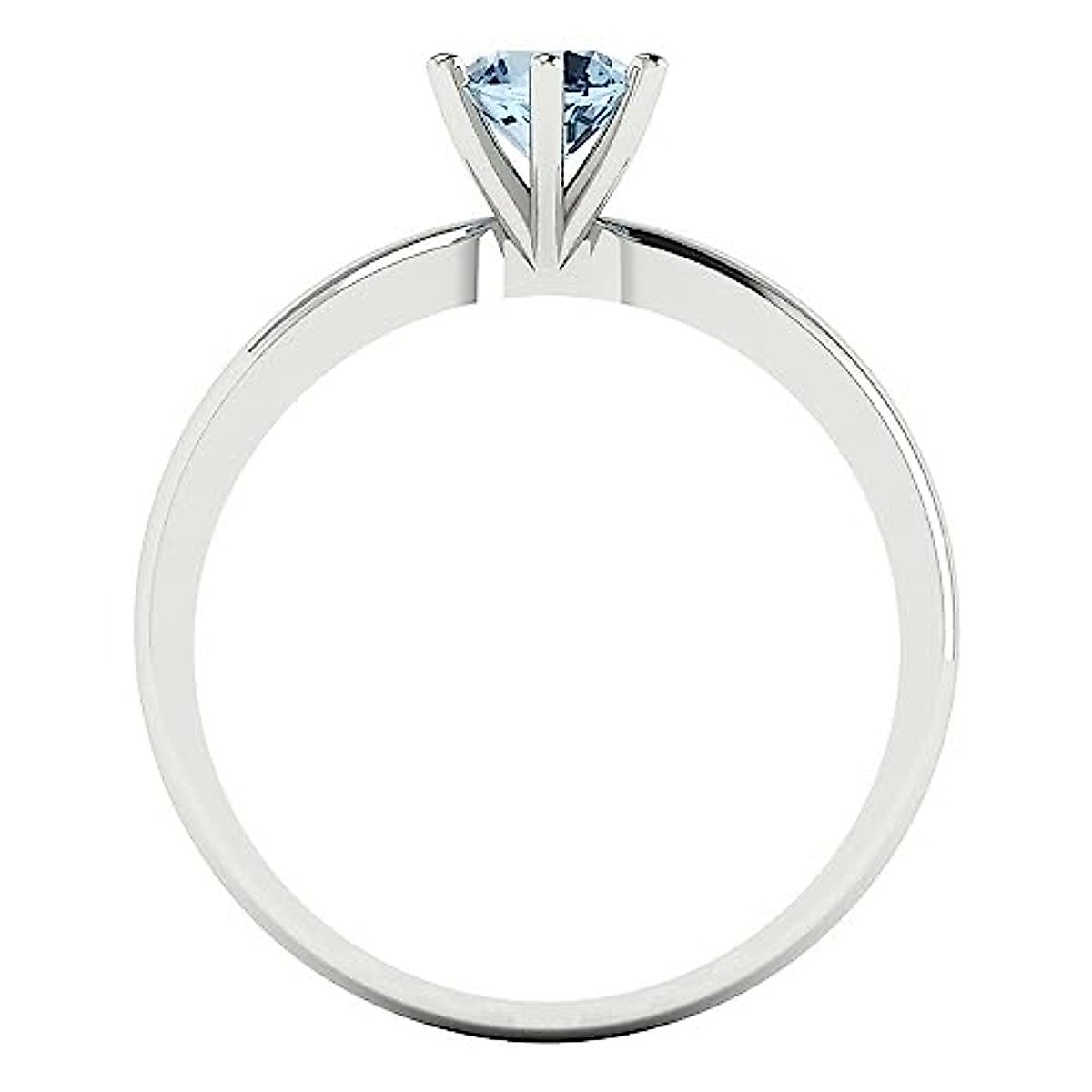 Clara Pucci 0.50 ct Round Cut Solitaire Natural Sky Blue Topaz gemstone Bridal Designer Anniversary Engagement Ring in 14k White Gold