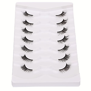 GMAGICTOBO Fluffy Half Lashes Wispy Short False Eyelashes Natural Look Cat Eye Lashes Pack 3D Criss-Crossed Lashes Strips 7 Pairs Multipack
