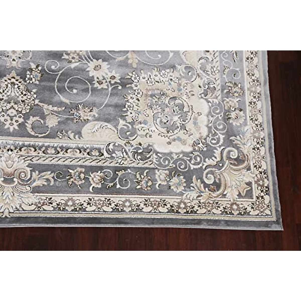 Grey Floral Transitional Turkish Area Rug Oriental Carpet 10x10 Square