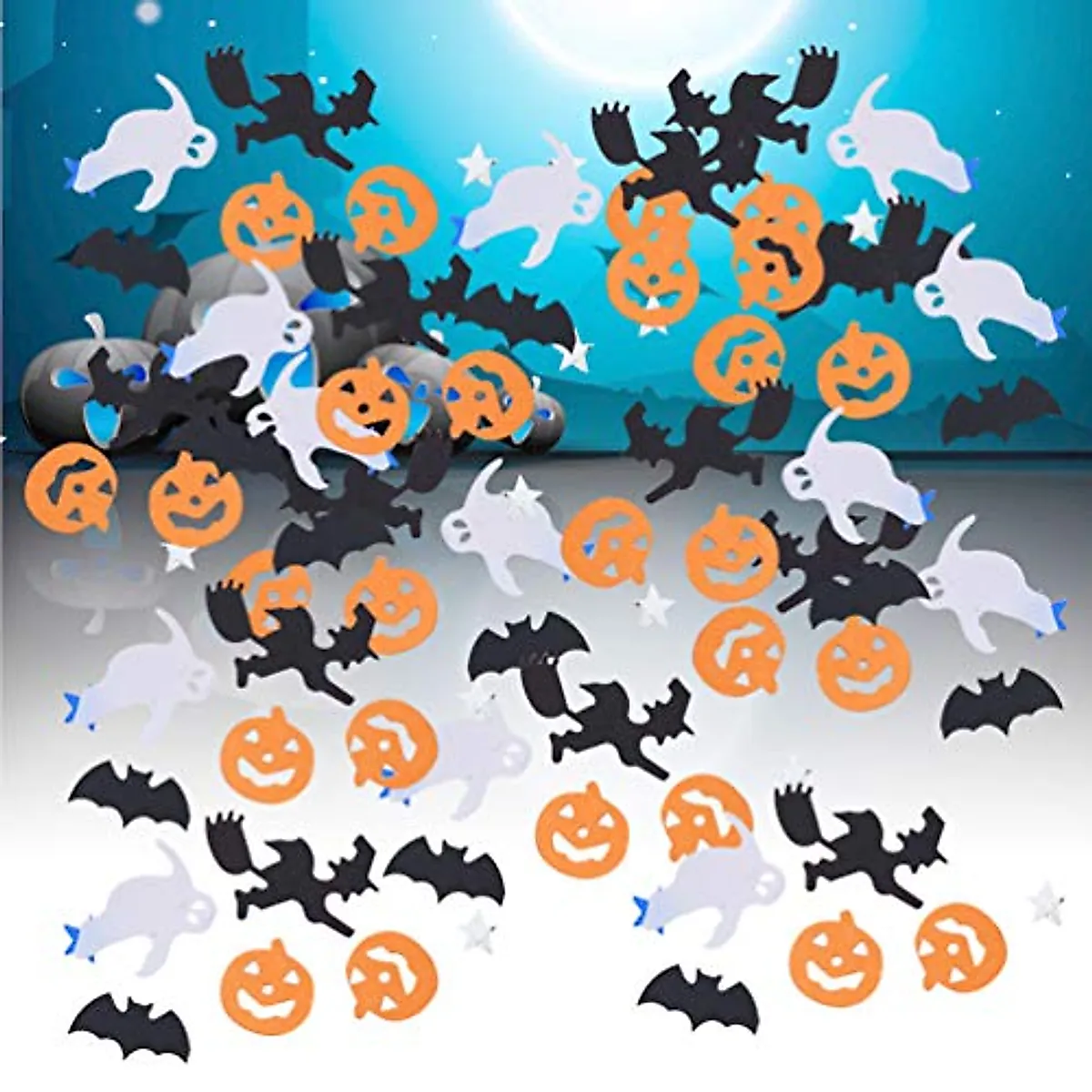 NUOBESTY Halloween Party Favor Thanksgiving Day Confetti Art Craft Star Sequins Confetti for Halloween Night Decked Dinner Table Decor Party Decoration Confetti Sprinkle Dining Table