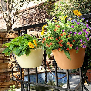 LUCKY SNAIL Artificial Flowers, Fake Outdoor UV Resistant Boxwood Shrubs Plants, Lifelike Plastic Flowers for Indoor Outdoors Home Office Garden Wedding Sidewalk Trim Decor, 4 Pcs(Orange)