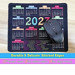 Mouse Pad with Stitched Edge, Computer Mouse Pad with Non-Slip Rubber Base, Mouse Pads for Computers Laptop Mouse 9.6x7.9x0.1 inch (2023 Calendar Black)
