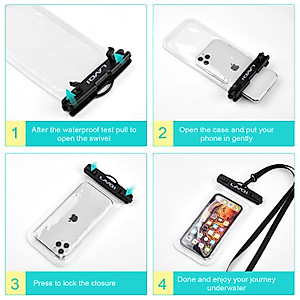 LANQI 2 Pcs Universal Waterproof Phone Pouch, Underwater Cellphone Waterproof Case for iPhone 13/12/11 Pro/11 Pro Max/XR/SE/XS/8 7 6S Plus, Samsung Galaxy, and Other Phones Up to 6.9''-Black