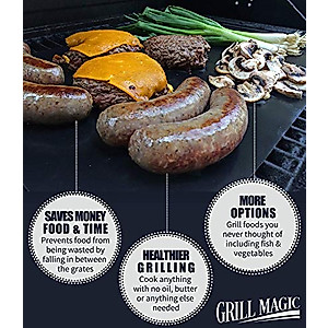 Grill Mats for Outdoor Grill, Dailyart Grill Mats Non Stick Set of 5 BBQ Grill Mat Baking Mats Teflon BBQ Accessories Grill Tools Reusable,Works on Gas, Charcoal, Electric Grill 15.75 x 13-Inch, Black
