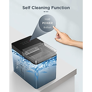 Silonn Countertop Ice Maker Machine, Fast Ice in 7 Min, 28 lbs of Ice Per Day, Ice Makers Countertop, Portable Ice Maker with Ice Basket and Scoop, Black, 10 x 15 x 12 inches
