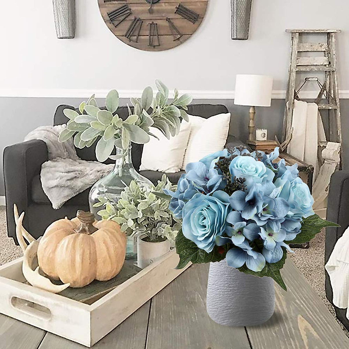 Cream Hydrangea Artificial Flowers 12" Silk Hydrangea Flowers Bouquet Fake Cream Hydrangea Flowers for Wedding Centerpieces DIY Floral Decor Bridal Bouquet - Cream Hydrangea 1 Pack